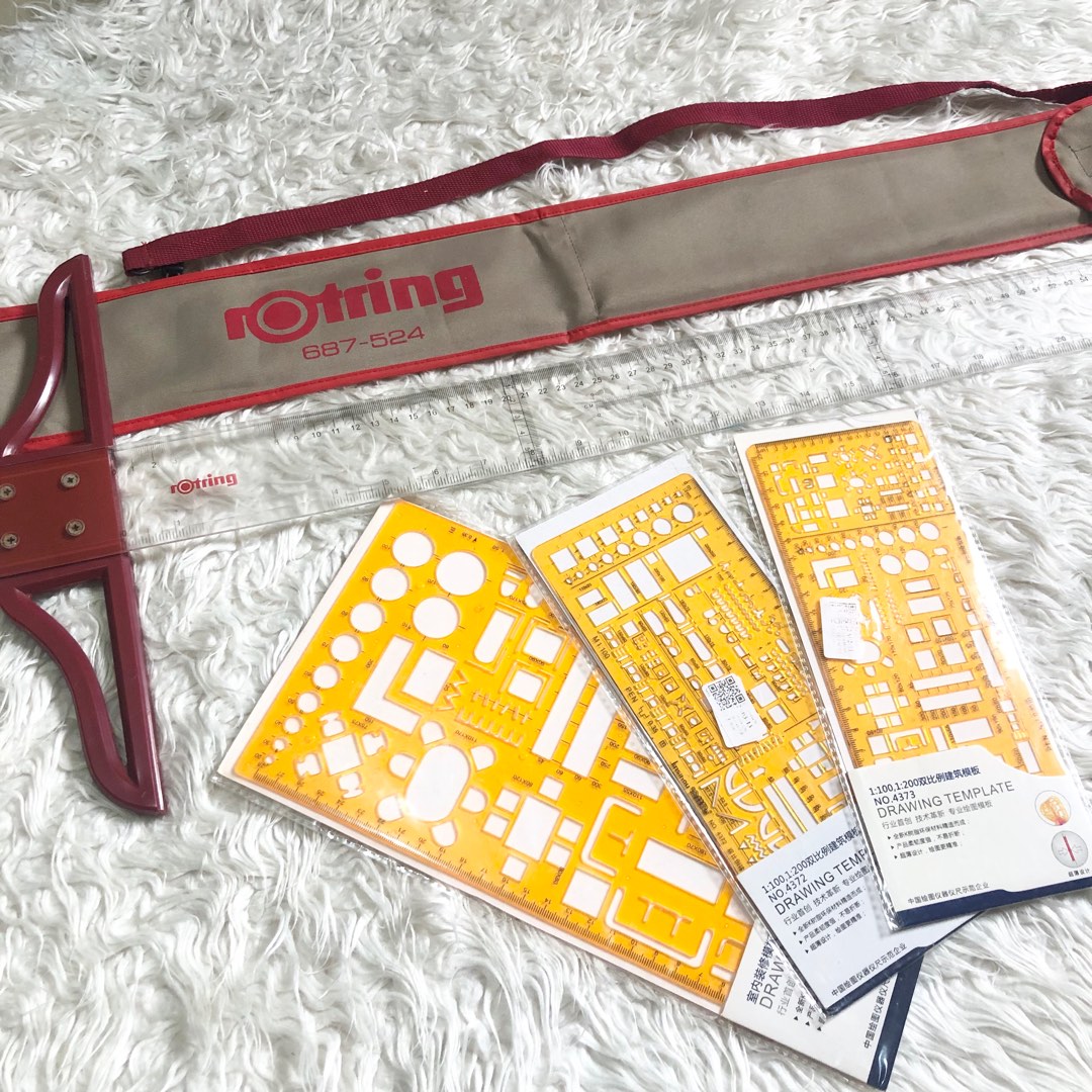ROTRING 24" Glass T-square + Furniture Templates for Architecture and ...