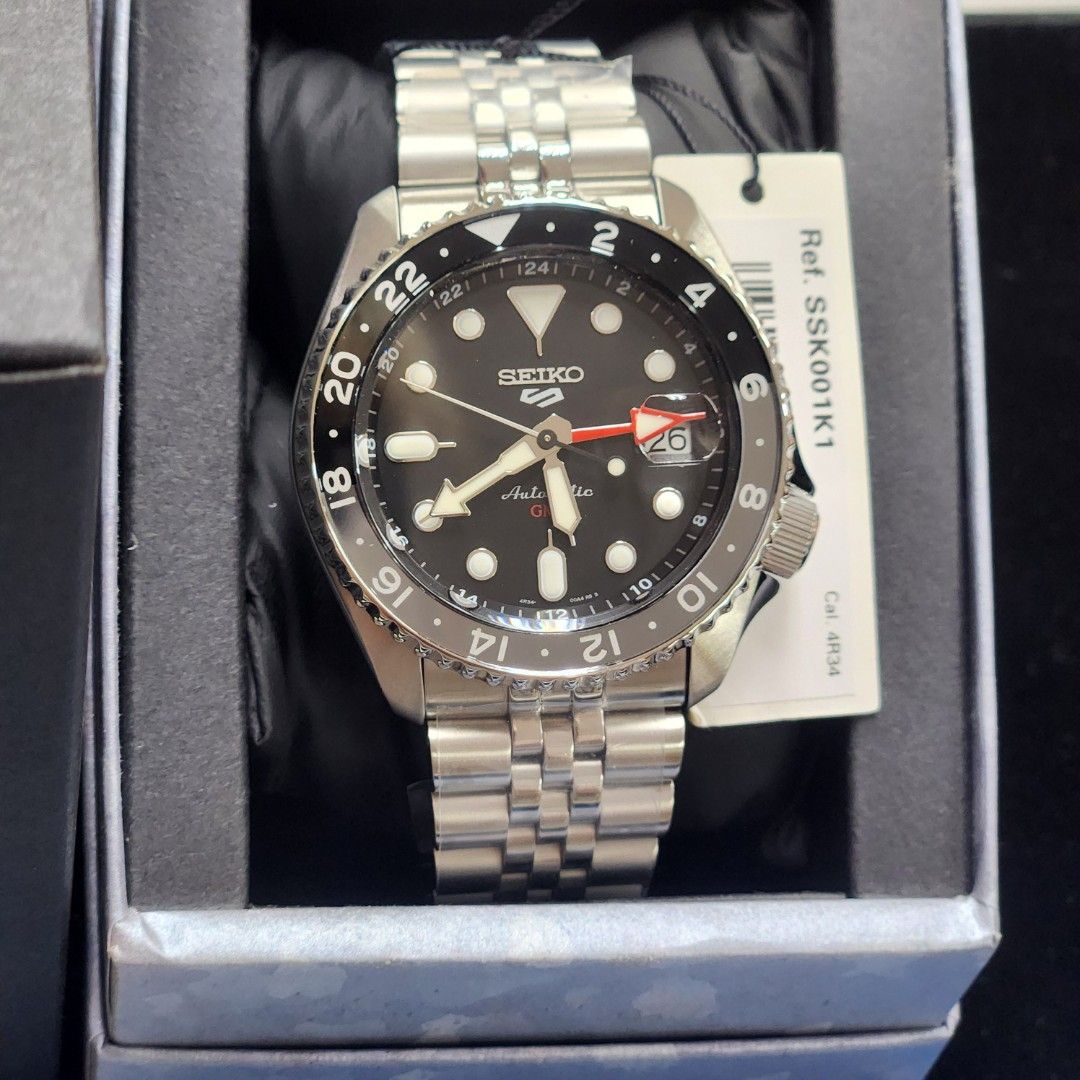 Seiko 5 Sports GMT Bruce Wayne Black Dial Mens Automatic Watch SSK001 SSK001K1 42.5mm, Men's ...