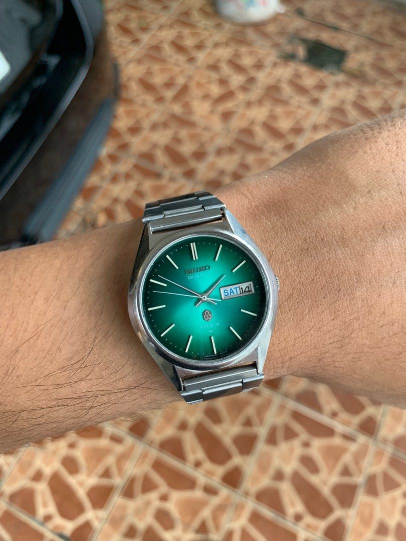 jam tangan Seiko quartz Type II langka jdm green sunburst siluet dial ...