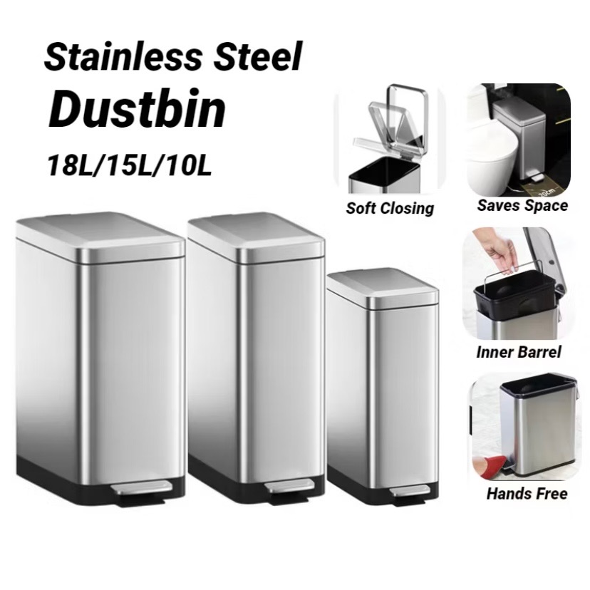 Stainless Steel Living Room Dustbin | Modern Rubbish Bin Waste ...