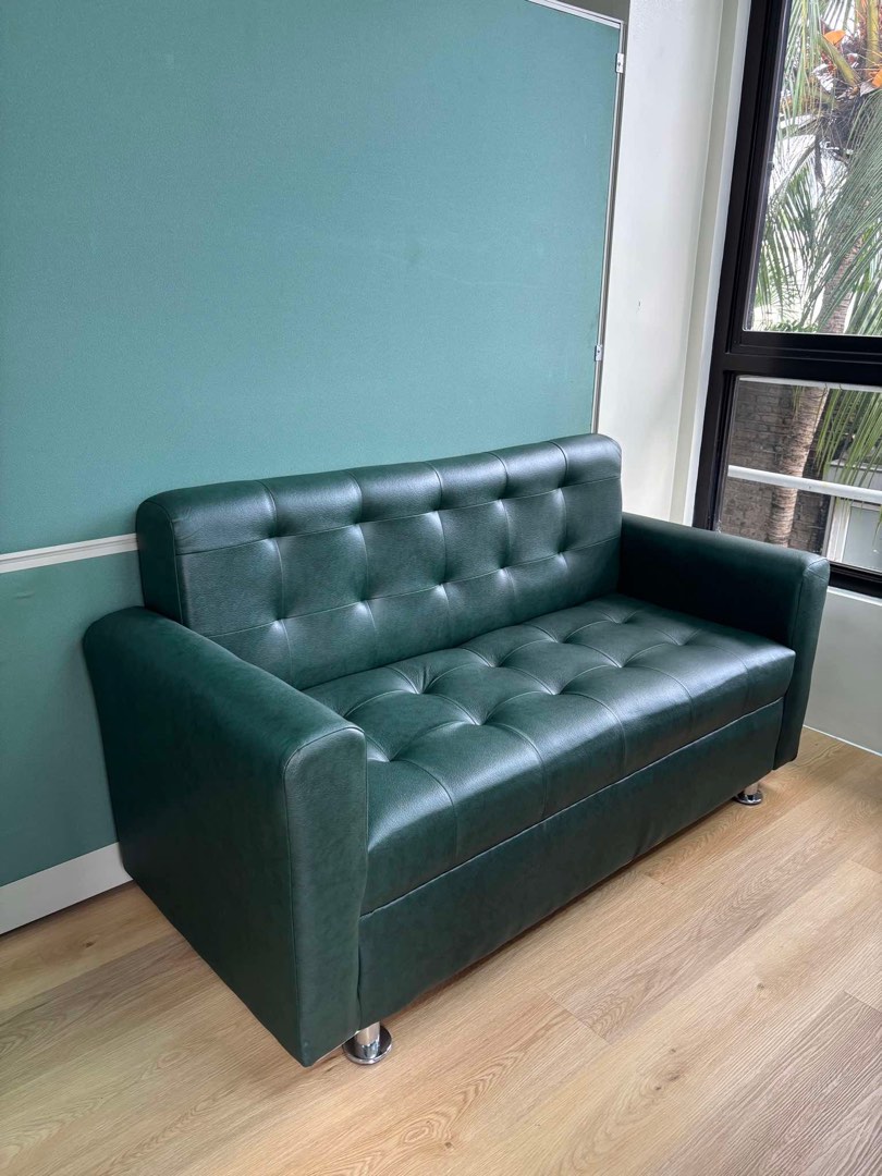 Three Seater Dimpled Green Genuine Leather, Furniture & Home Living ...