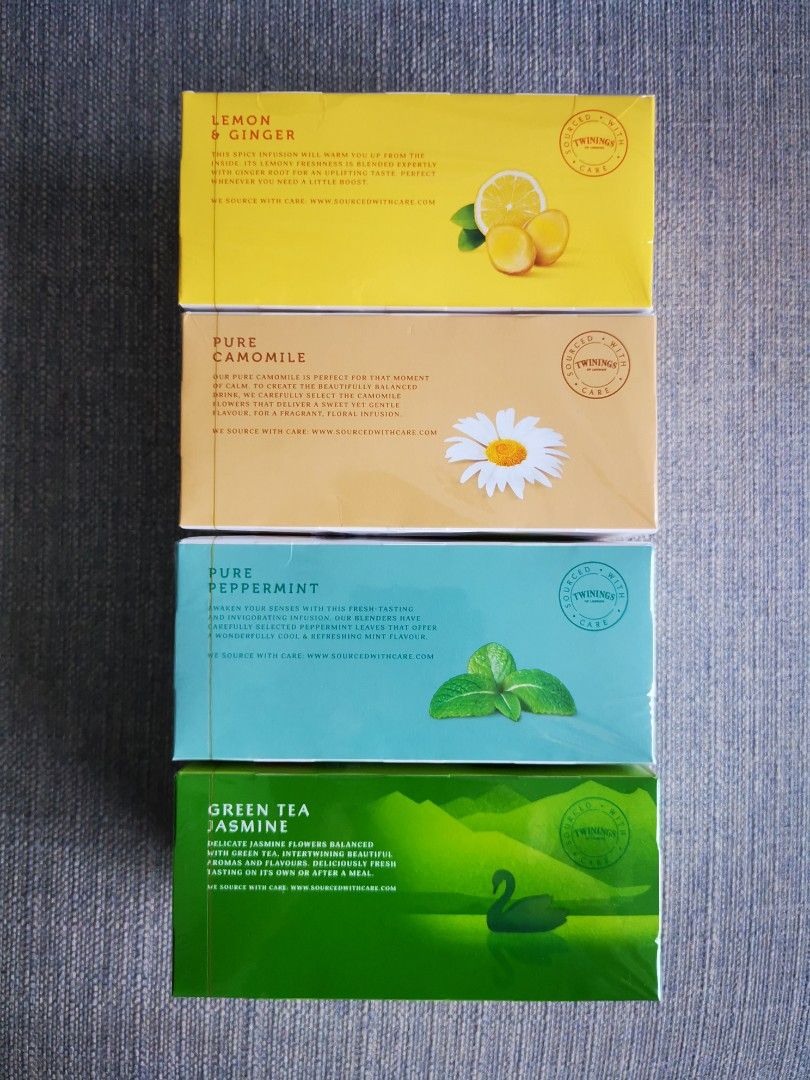 $12 for 4box Twinings Pure Peppermint, Pure Camomile, Lemon & Ginger and Jasmine Green Tea Bags ...