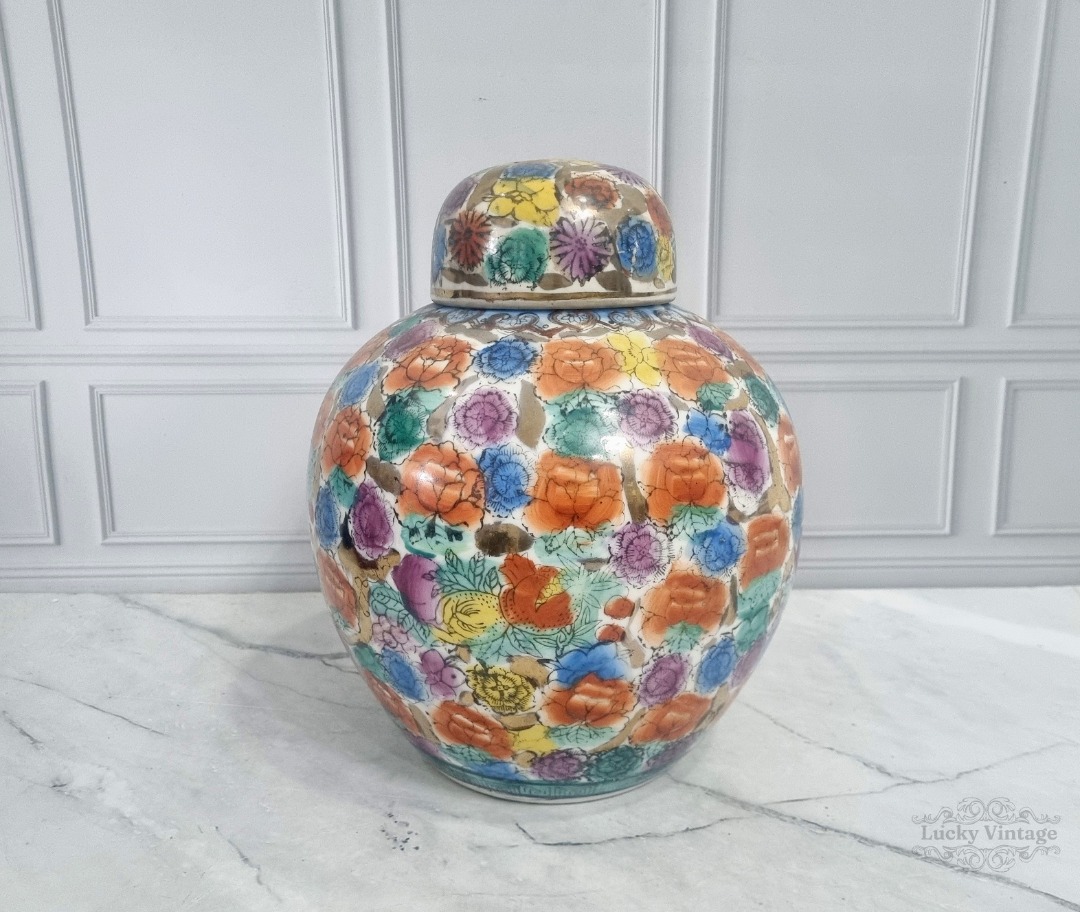 Vintage Guci Antik Lawas Keramik Porselen Chinese Floral Ginger Jar ...