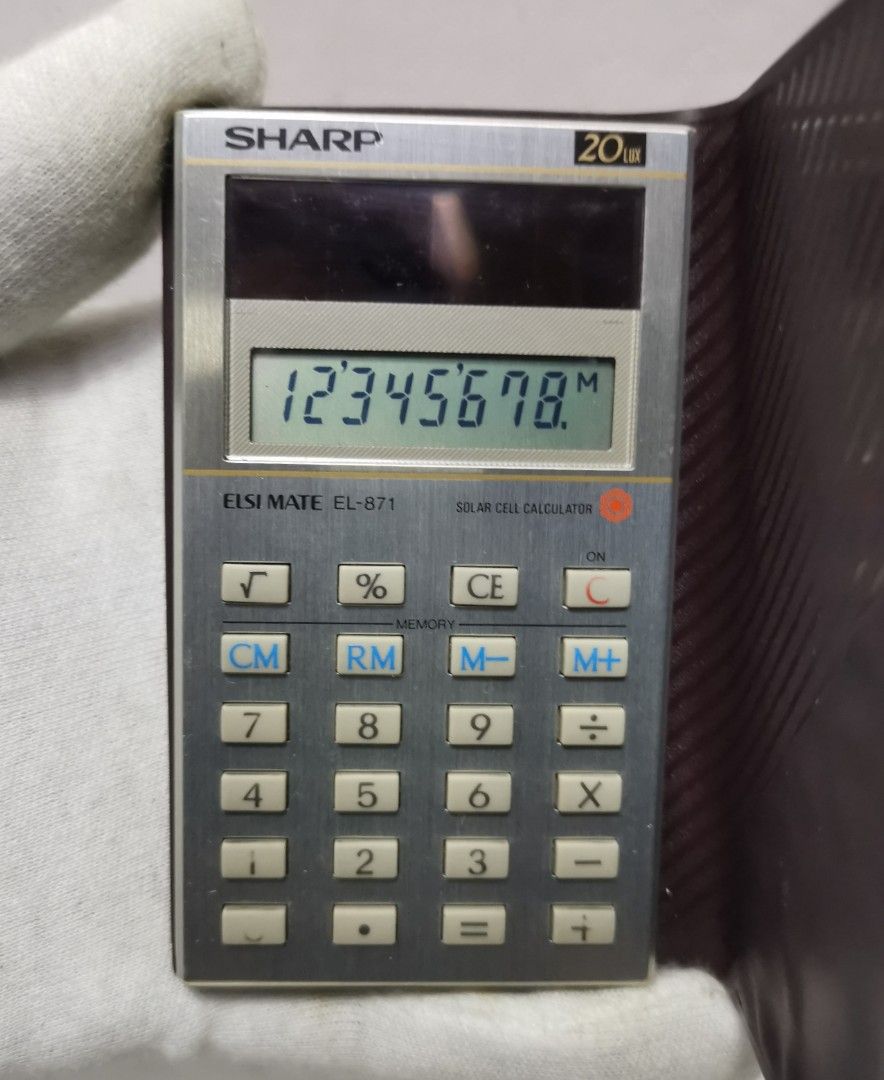 Vintage Sharp ELSI MATE EL-871 Solar Cell Calculator w/ Case Working ...