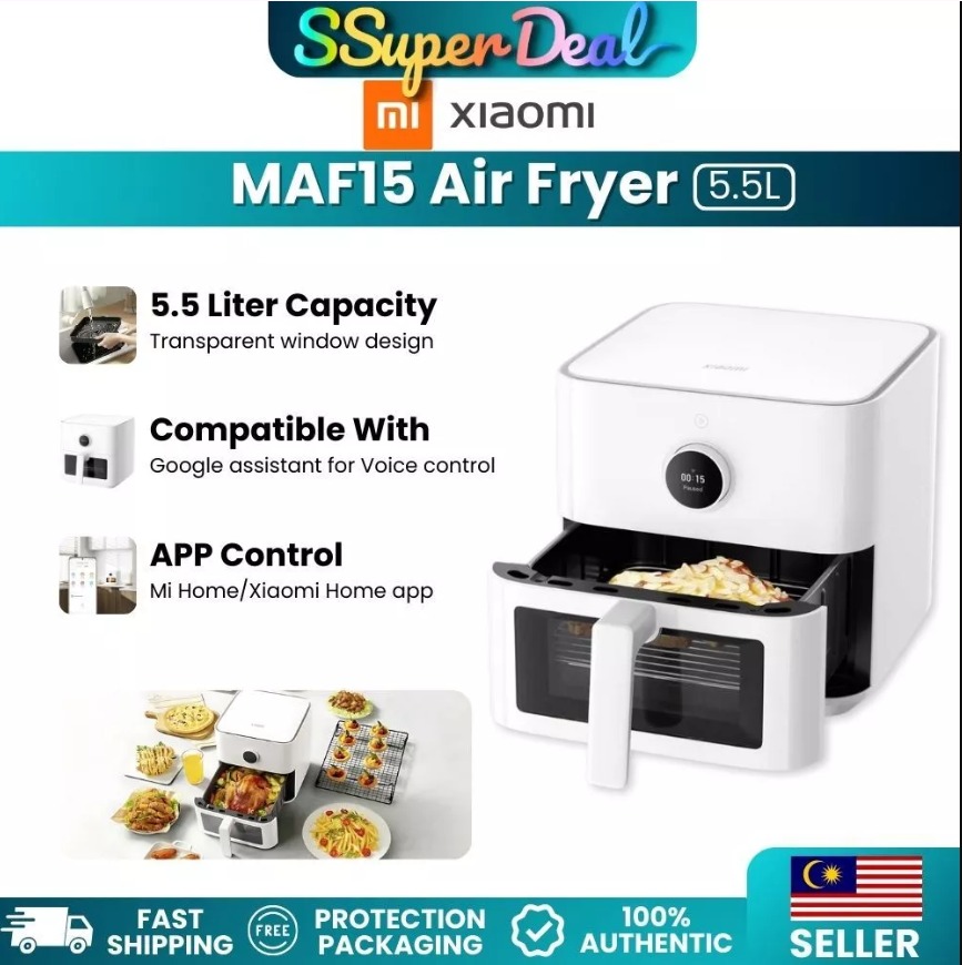 Xiaomi MAF15 Air fryer 1600 W App-controlled, Non-stick coating, Timer ...