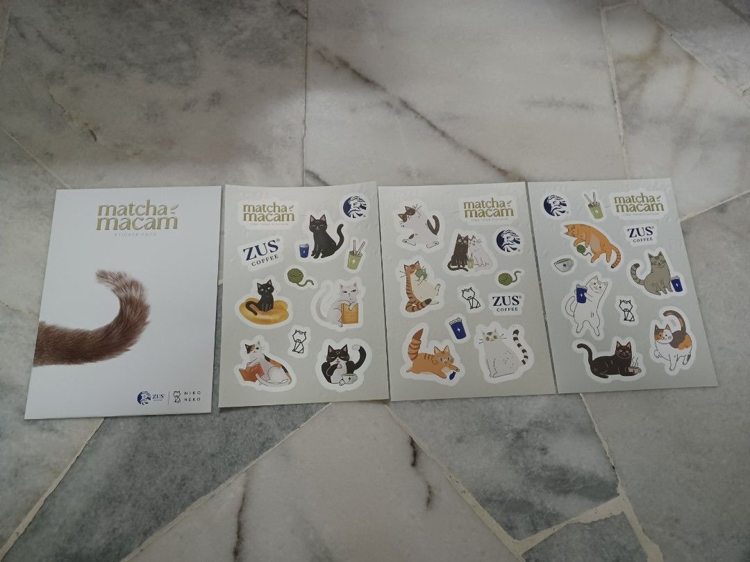 Zus Coffee Cat Stickers, Hobbies & Toys, Stationery & Craft, Other ...