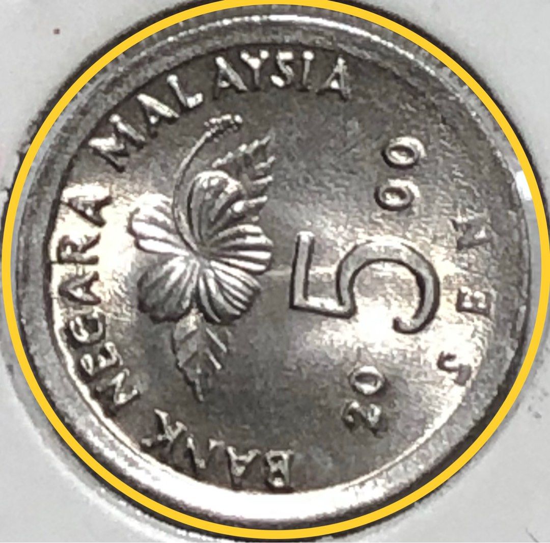 ( Syiling ) 5 Sen 2000 ( MAD / Misaligned Die Error ) ( UNC ) Malaysia ...