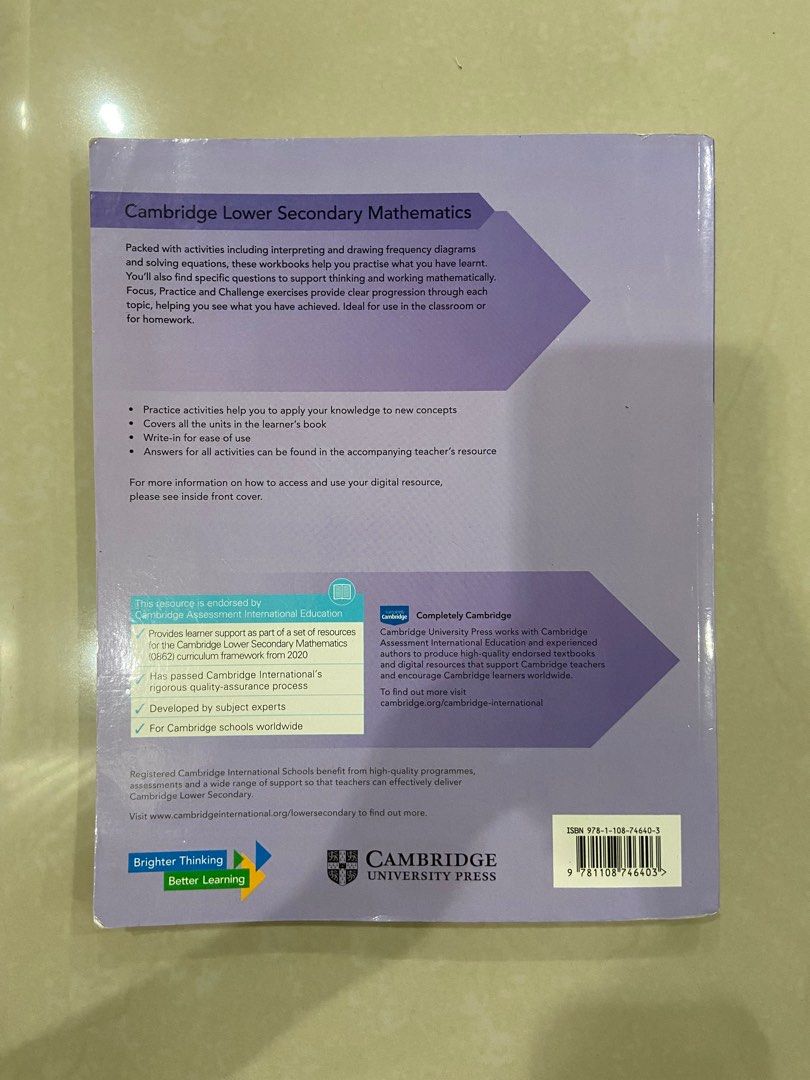 CAMBRIDGE Maths Workbook Year 8, Hobbies & Toys, Books & Magazines, Textbooks on Carousell