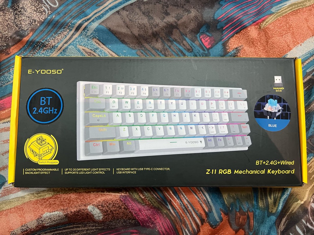 E-Yooso Z-11 Tri-Mode RGB 61 Keys Hot Swappable Mechanical Keyboard ...