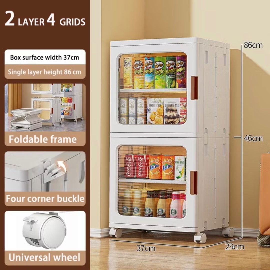 Foldable Storage Cabinet | Folding Stackable Bathroom Organiser Cabinet ...