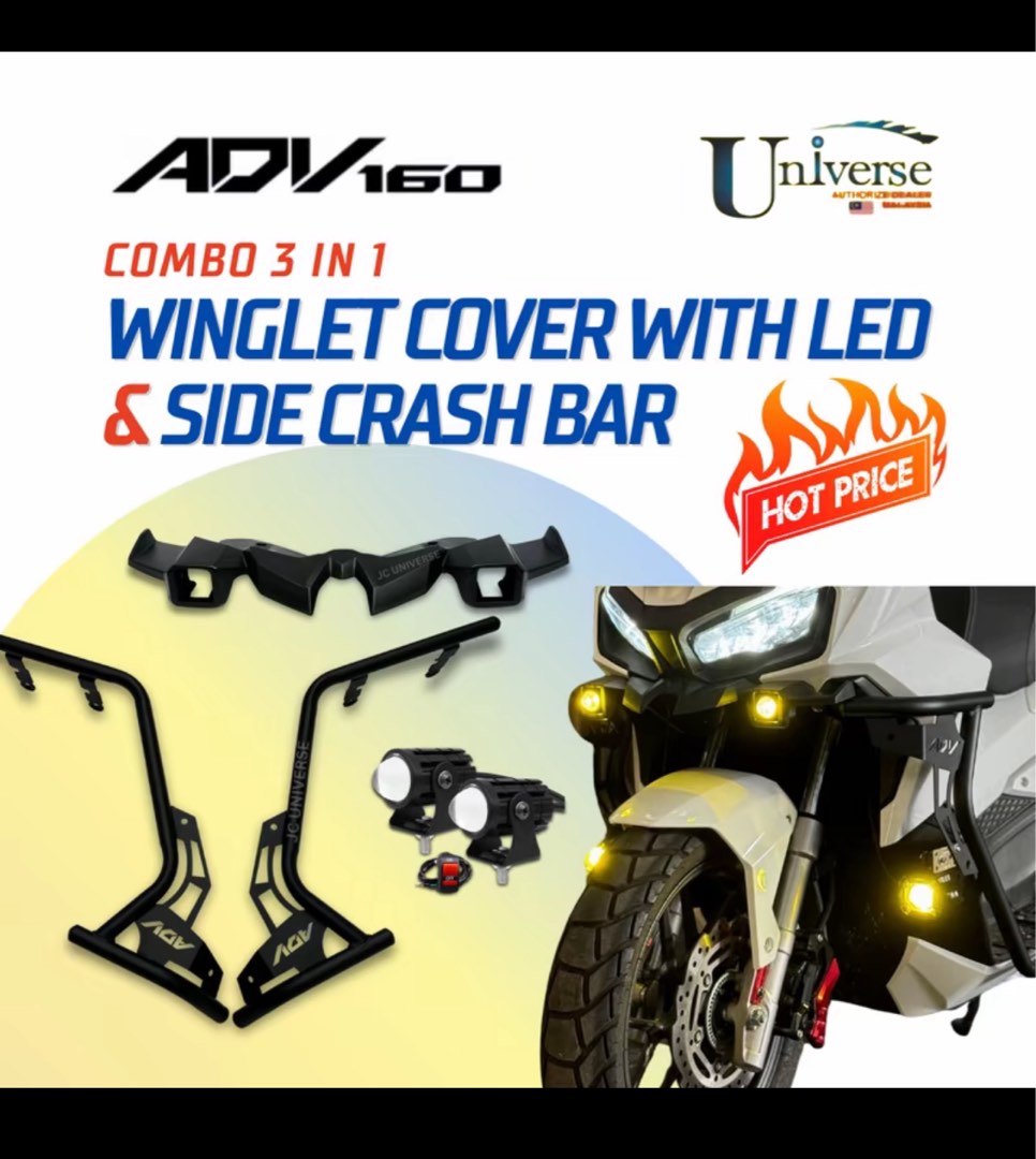 honda adv160 aerox winglet cover mini driving spotlights led fairing ...