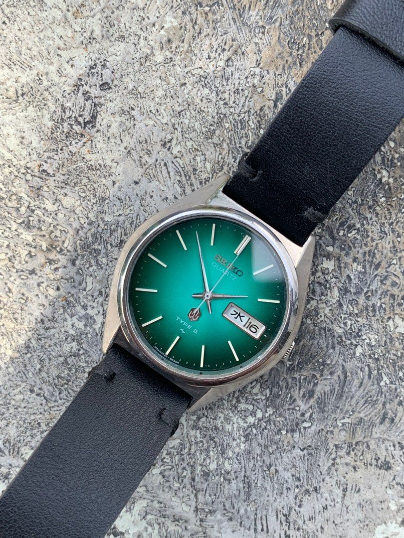 jam tangan Seiko quartz Type II langka jdm green sunburst siluet dial cal 4623-8020, Fesyen Pria ...