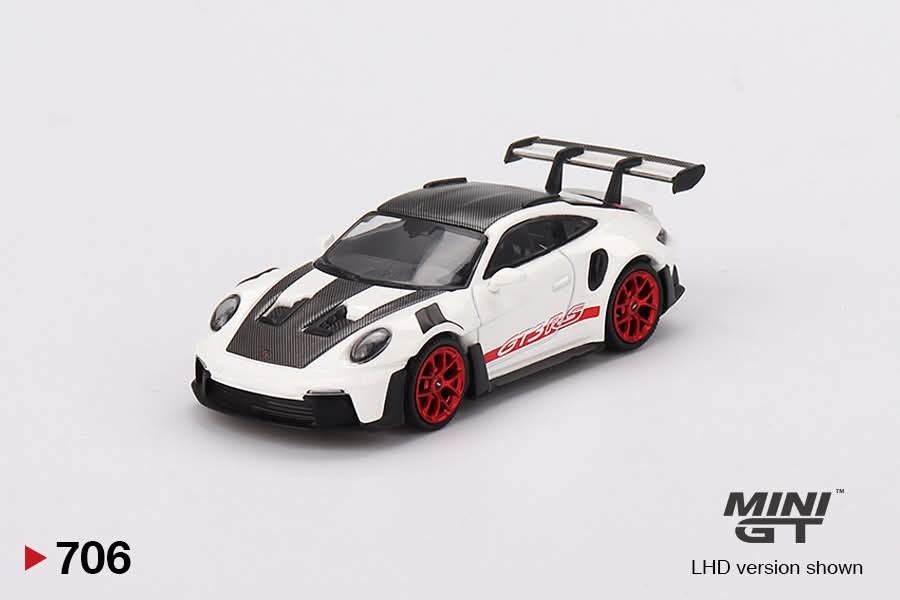 Mini GT 706 Porsche 911 (992) GT3 RS Weissach Package White with Pyro ...