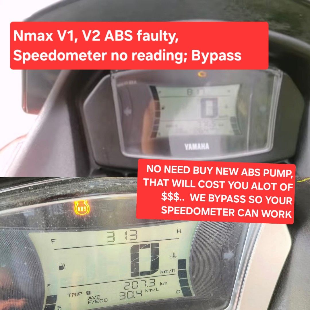 Nmax v1, v2 ABS faulty, Speedometer no reading; BYPASS, Motorcycles ...