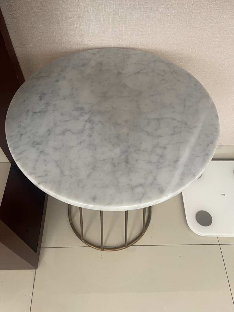 preloved coffee table corner side table meja kopi marmer granit bulat ...