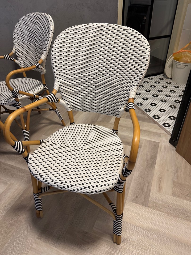 Ruma Maison White Rattan Arm Chair, Furniture & Home Living, Furniture ...