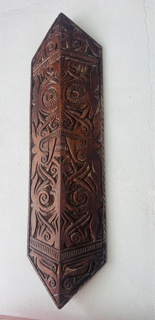 Terabai Kayu iban wood wooden shield, Furniture & Home Living, Home ...
