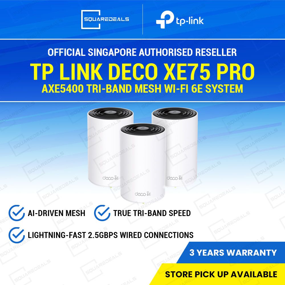 TP Link Deco XE75 Pro AXE5400 Tri-Band Mesh Wi-Fi 6E 2/3 Pack System 2.5Gbps 6Ghz Wifi Router ...