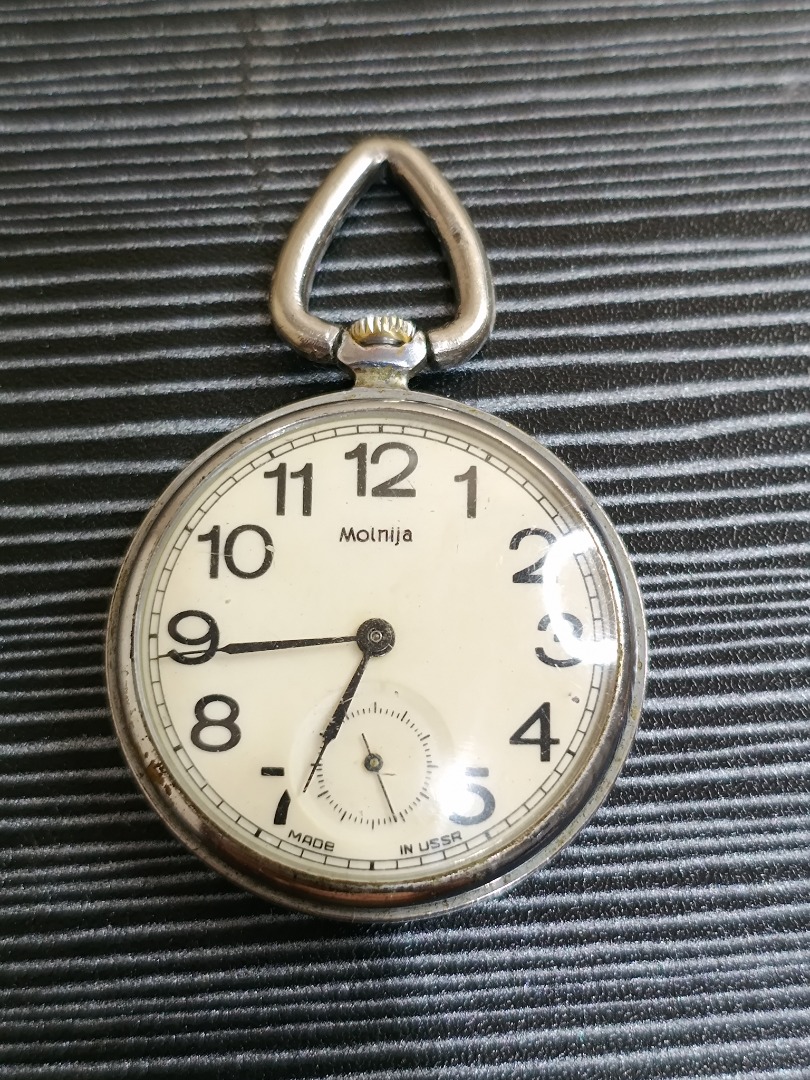Vintage Molnija Russian Pocket Watch, Luxury, Watches on Carousell
