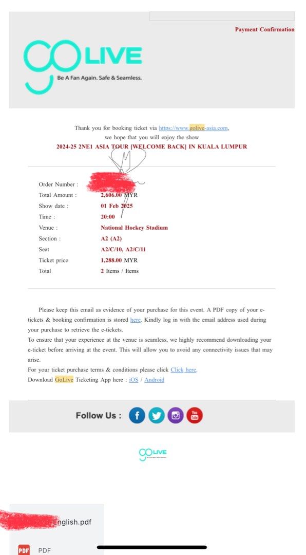 Section a2 row c seat 10 and 11-2NE1 ASIA TOUR [WELCOME BACK] IN KUALA ...