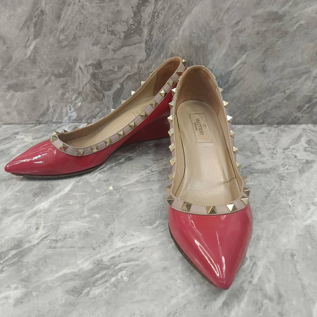 247008287 VALENTINO SHOES HEELS STUDDS RED PATENT SIZE37 1/2, Women's ...