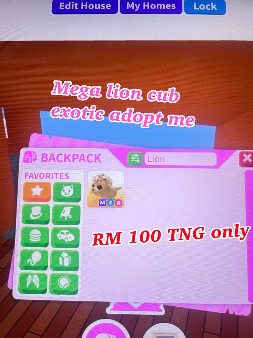 Adopt me mega lion cub exotic, Video Gaming, Video Game Consoles ...