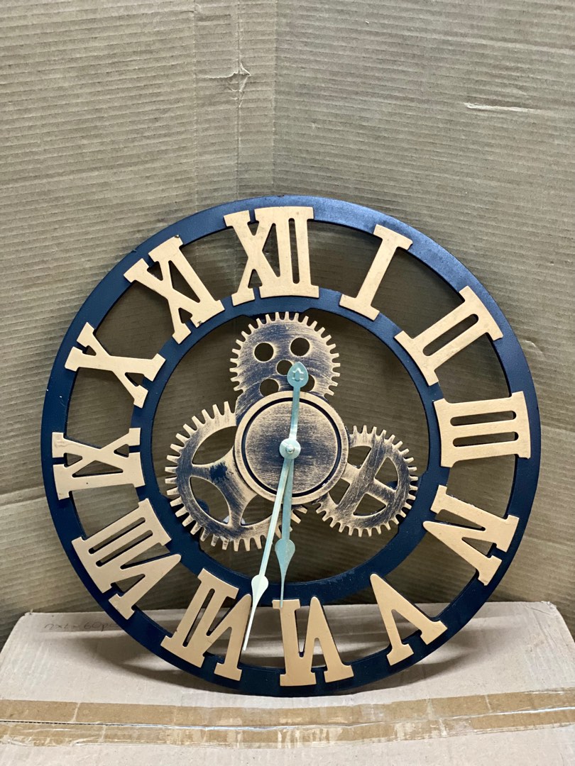 American Country Style Clock Artistic Large Gear, Furniture & Home ...