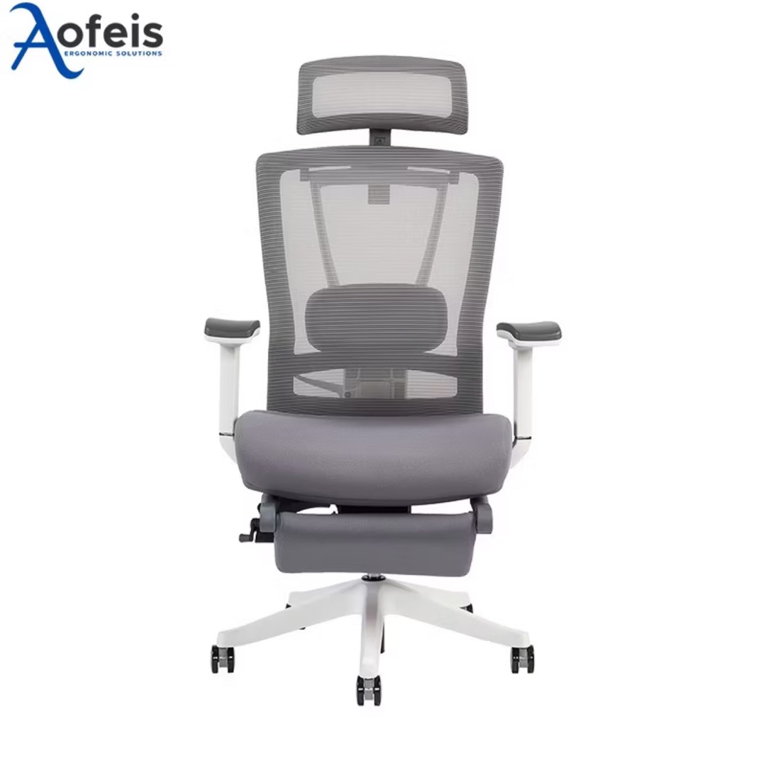 Aofeis ErgoChair ALPHA With Leg Rest - White Grey, Furniture & Home ...