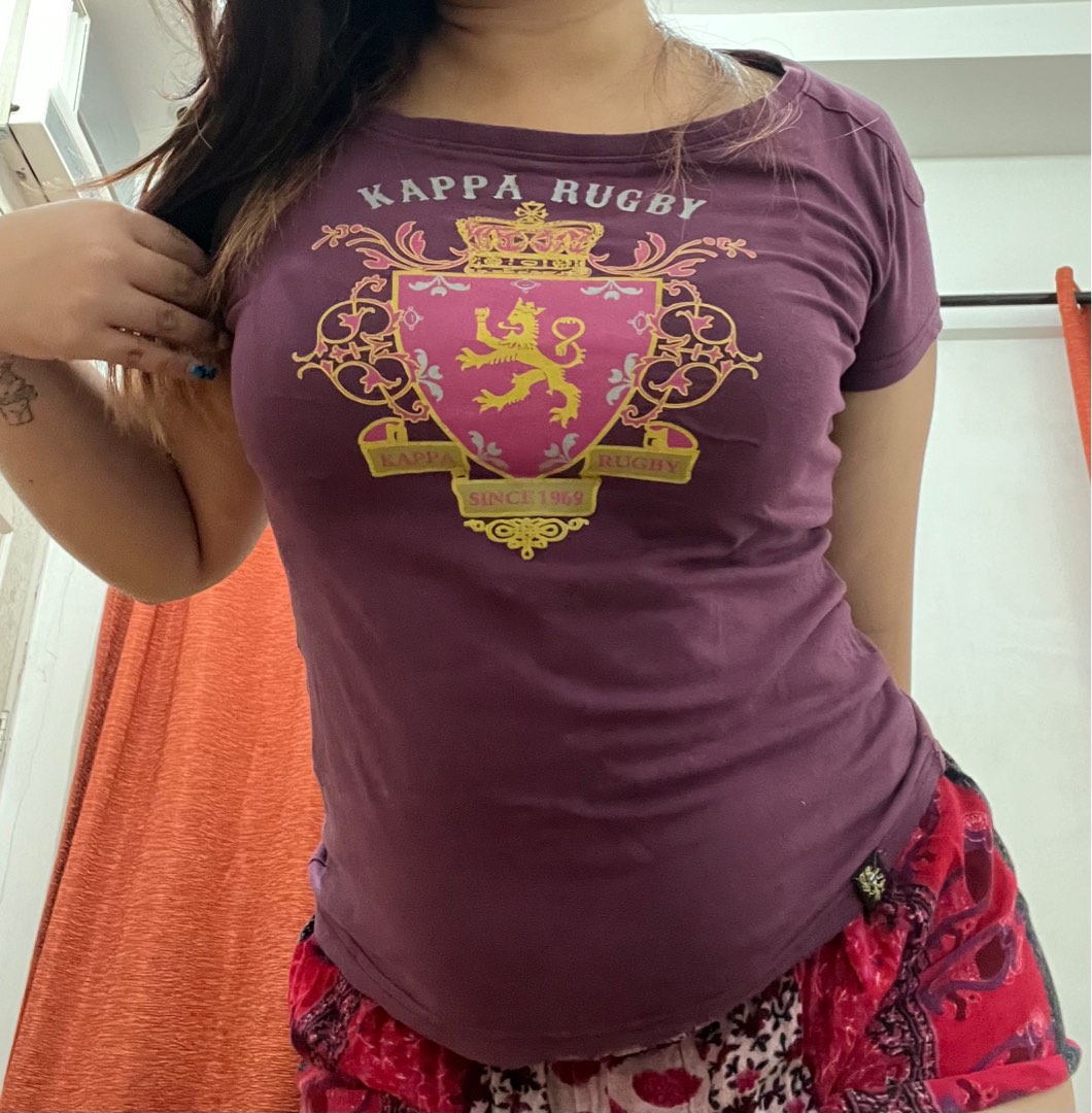 AUTHENTIC Kappa Rugby Bodyhugging Violet Shirt Y2K Vintage Mcbling ...