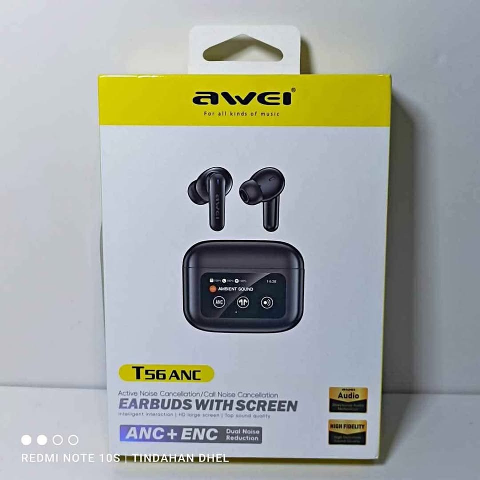 Awei T56 ANC ENC Wireless Earbuds With Screen (New), Audio, Headphones ...