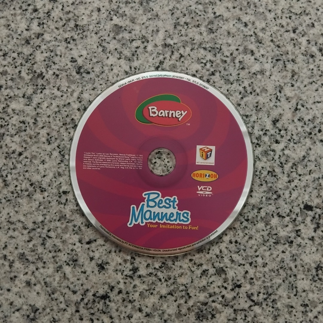 Barney Best Manners CD VCD, Musik & Media, CD, DVD & Lainnya di Carousell