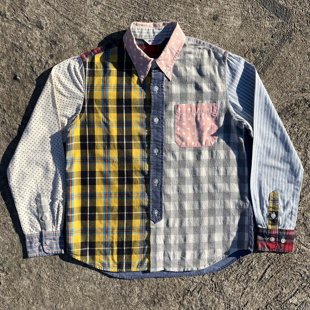 Beams Boy Patchwork Button Down Shirt, Men's Fashion, Tops & Sets ...