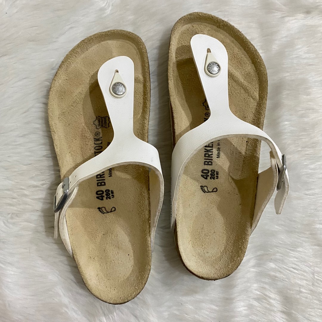 Birkenstock Gizeh White, Men's Fashion, Footwear, Slippers & Slides on ...