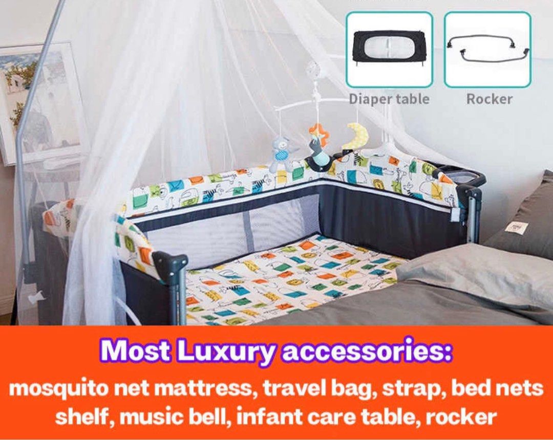 Brandnew Crib 5 in 1 Co-Sleeper Playpen Rocker for Newborn up to 3yrs w ...