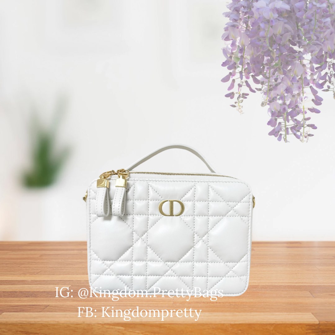 Christian Dior Caro Box Cannage Quilted Leather in White and Gold ...