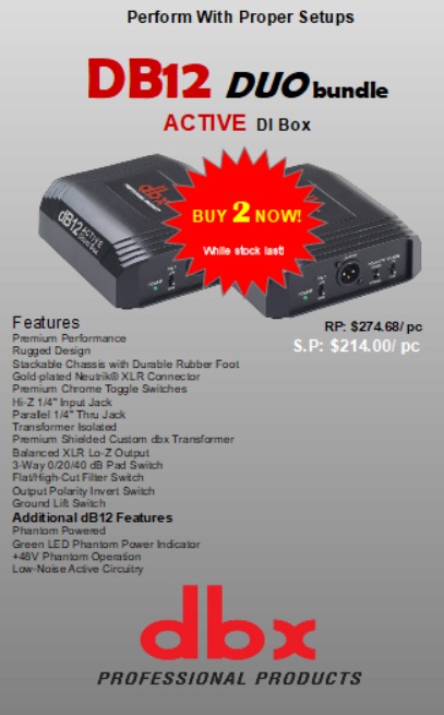 DB12 ACTIVE Direct DI box with 0/20/40dB pad Duo bundle, Hobbies & Toys, Music & Media, Music ...