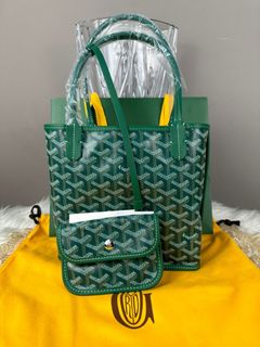 Goyard Mini Anjou Green with Love logo, Luxury, Bags & Wallets on Carousell