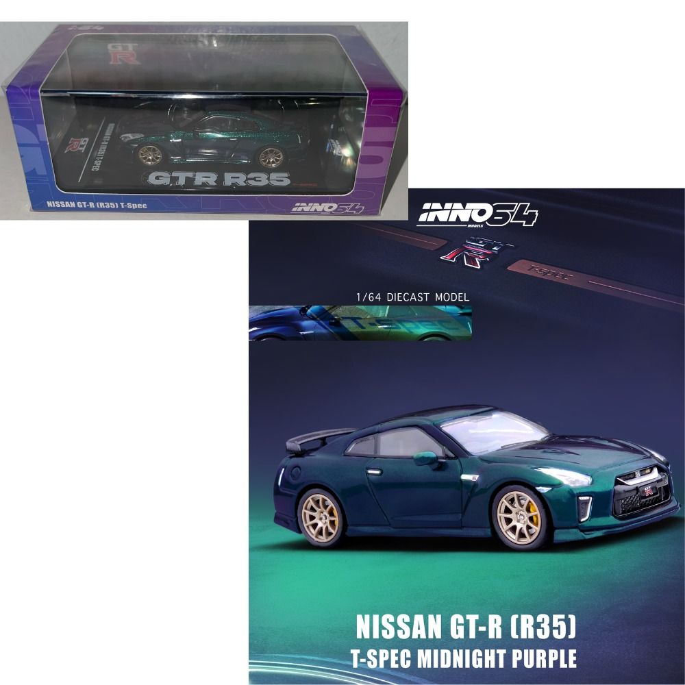 INNO64 1/64 Scale Nissan GT-R R35 T-SPEC Midnight Purple Die-cast Car ...