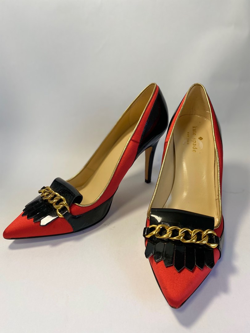 Kate Spade red and black heels, Women's Fashion, Footwear, Heels on ...