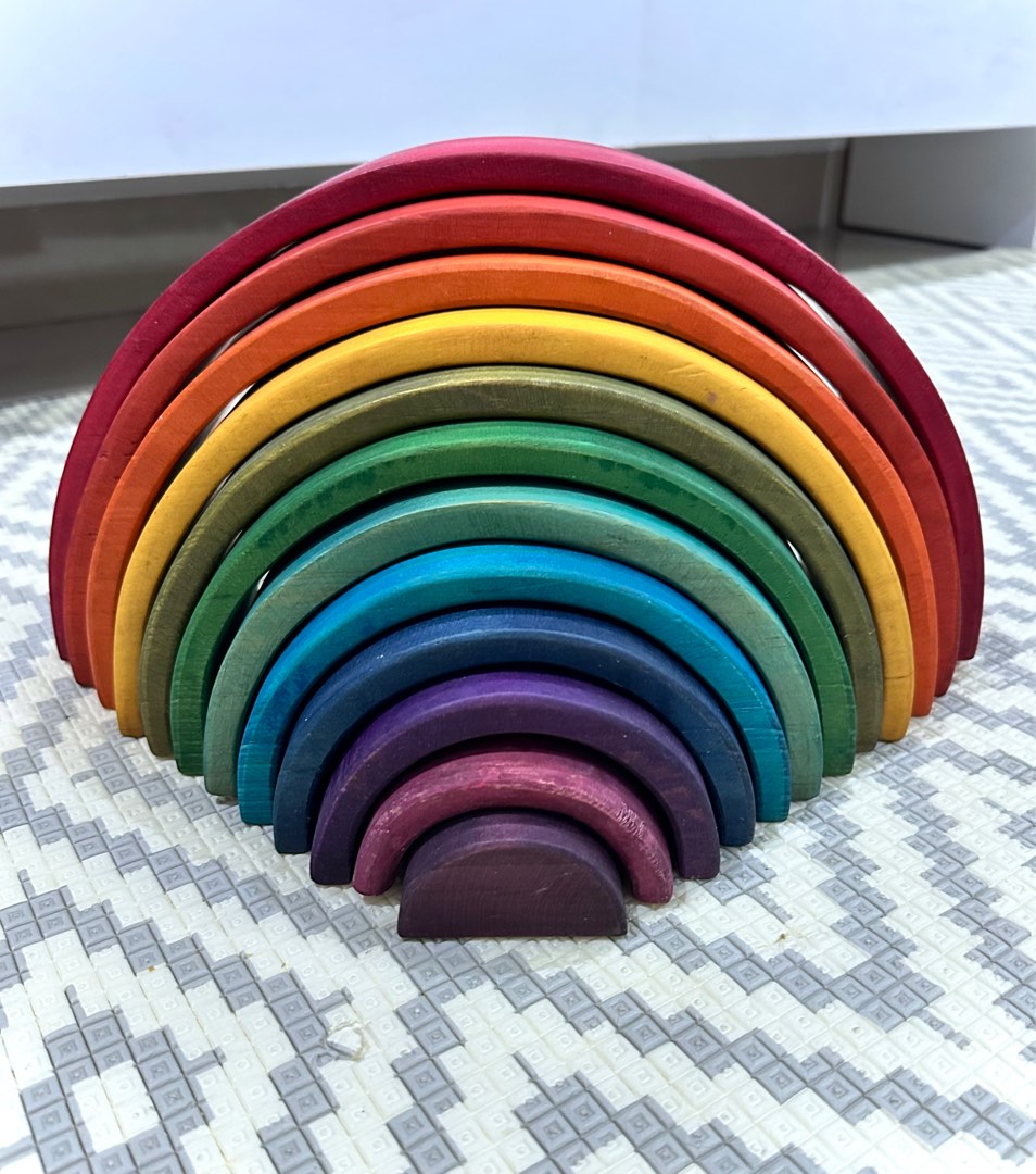 LITTLEMONQ Large Rainbow Stacker Classic Stain (12 pcs), Bayi & Anak ...