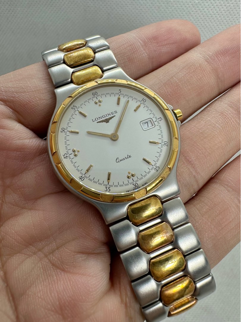 Longines Conquest Gold 34mm Quartz, Luxury, Watches on Carousell