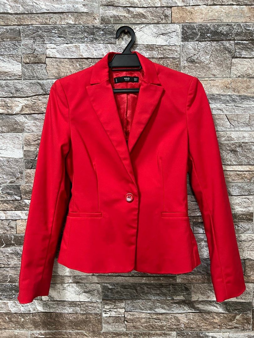 Mango MnG Basics Red Blazer, Women's Fashion, Coats, Jackets and ...