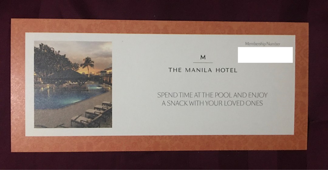 Manila Hotel Swimming Pool Access for 4 people plus Php 500.00 food ...