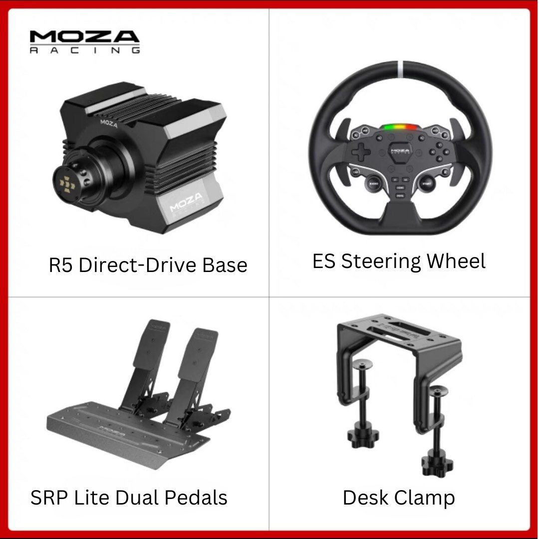 Moza R5 Direct Drive 5.5NM Sim Racing Simulator Wheels + Pedals Bundle ...