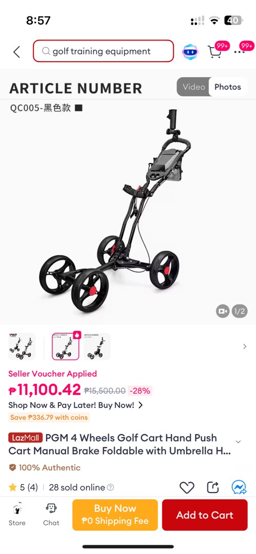 Pro golf master 4 wheel cart new, Sports Equipment, Sports & Games ...