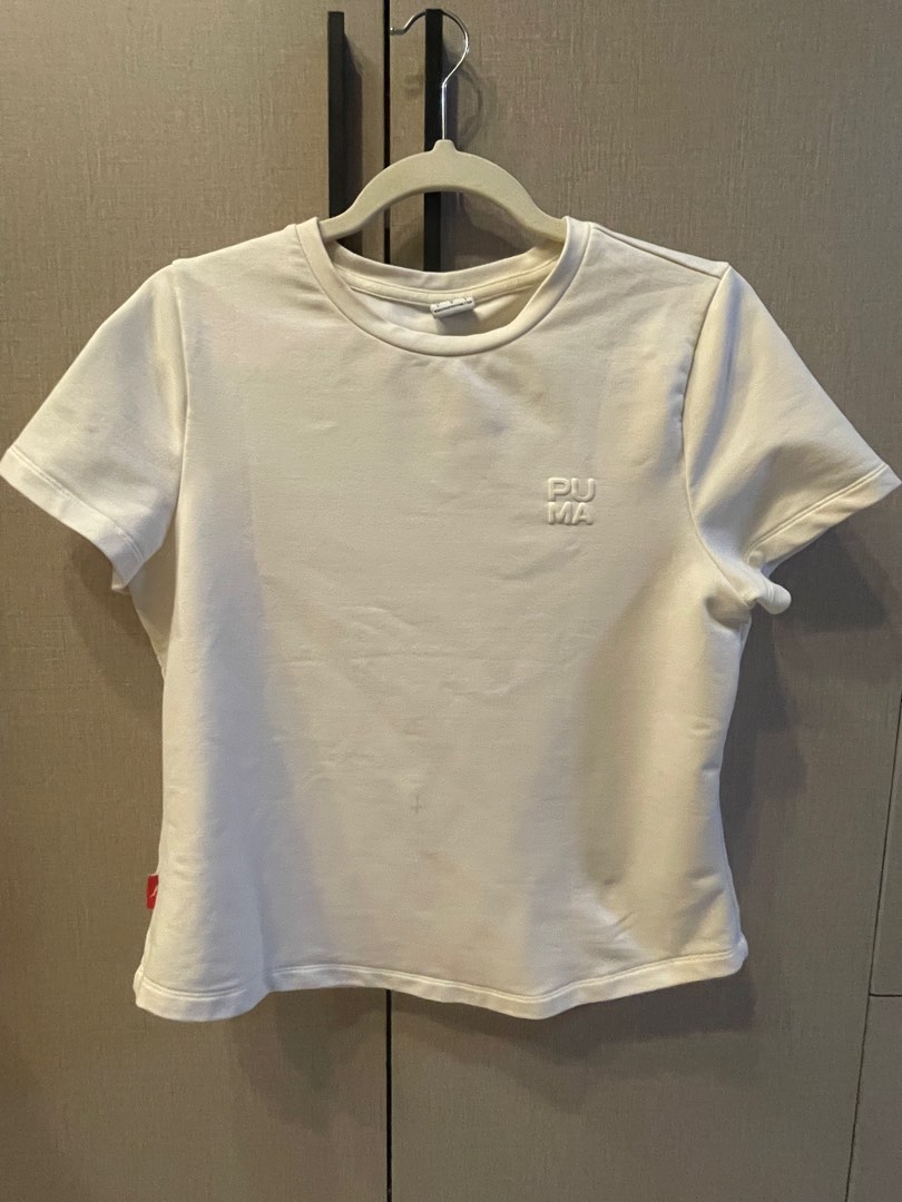 Puma Plain White Shirt, Women's Fashion, Tops, Shirts on Carousell