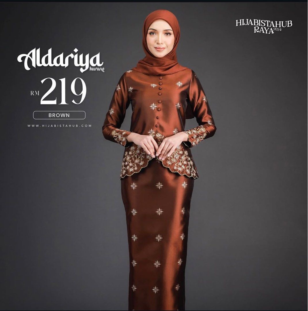 Raya 2024 Aldariya brown XL, Women's Fashion, Muslimah Fashion, Baju Kurung & sets on Carousell