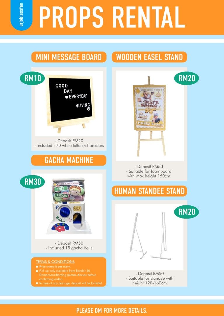 Rental Service for Message Board, Easel Stand, Gacha Machine, Human ...