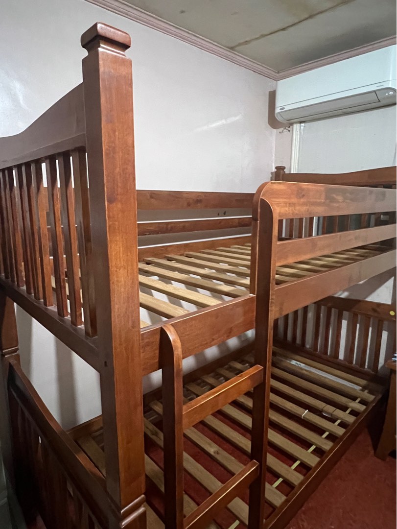 Solid wood double deck bed frame- well maintained, Furniture & Home ...