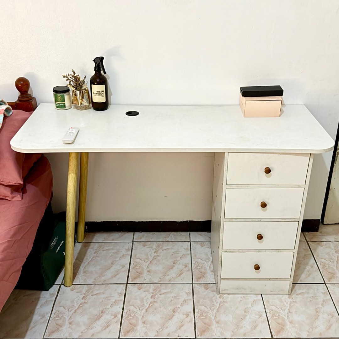 Study Work Desk Table with Cabinets, Furniture & Home Living, Furniture ...